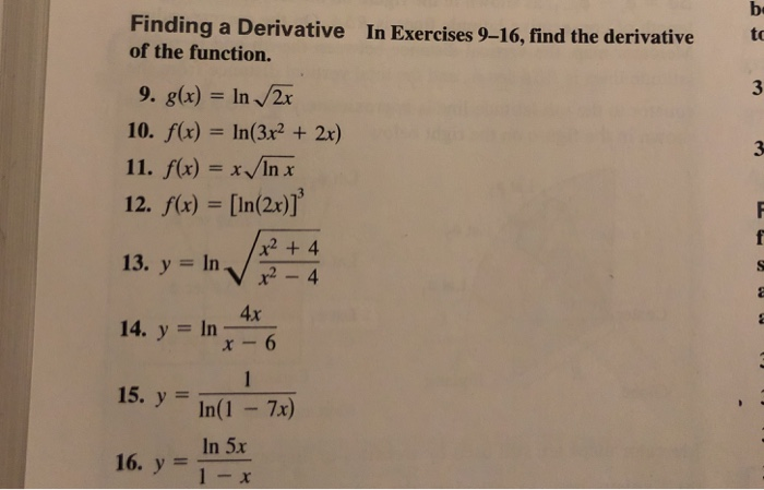 Solved be Finding a Derivative In Exercises 9-16, find the | Chegg.com