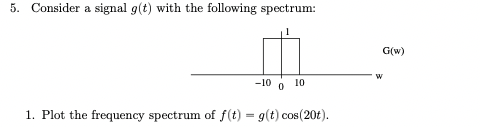 Solved 5. Consider a signal g(t) with the following | Chegg.com