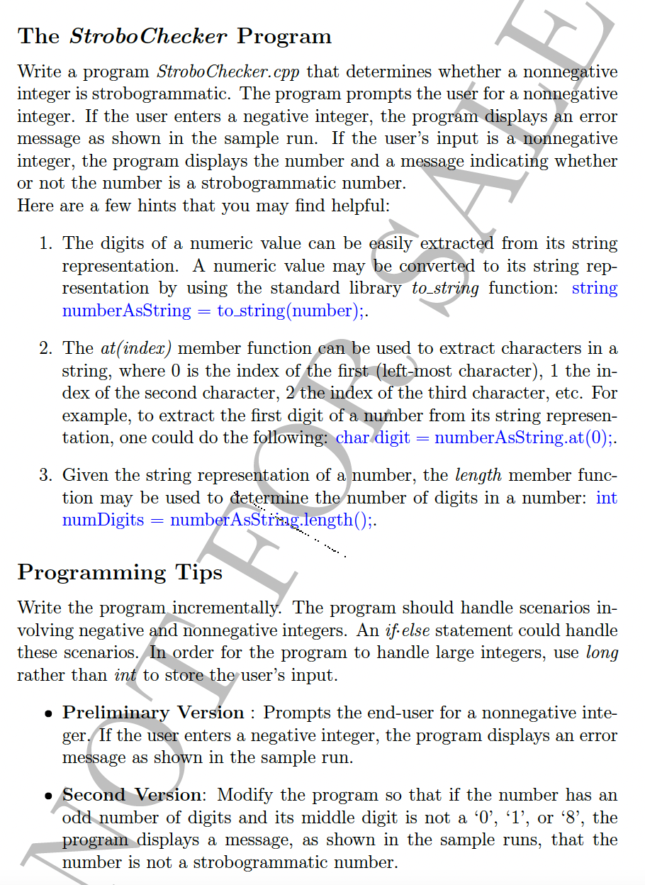 Solved The Strobo Checker Program Write a program Strobo | Chegg.com