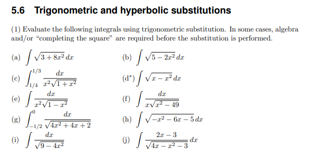 Solved (a) (6) 1/3 de 5.6 Trigonometric and hyperbolic | Chegg.com