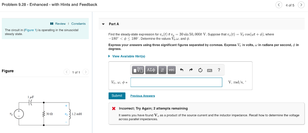 Solved Problem 9.28 Enhanced -with Hints and Feedback Review | Chegg.com