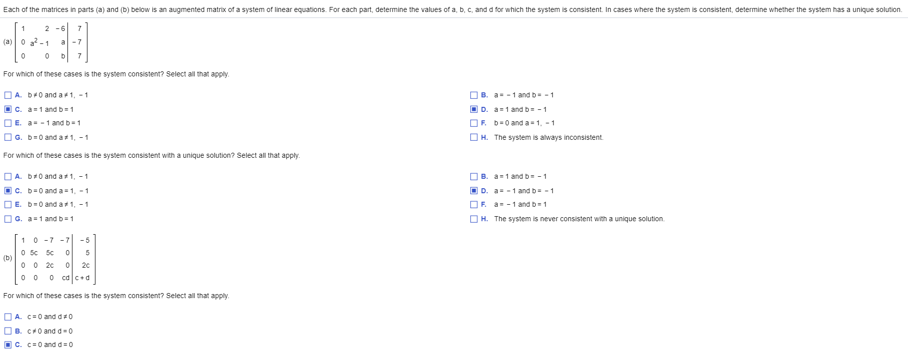 Solved Each of the matrices in parts (a) and (b) below is an | Chegg.com