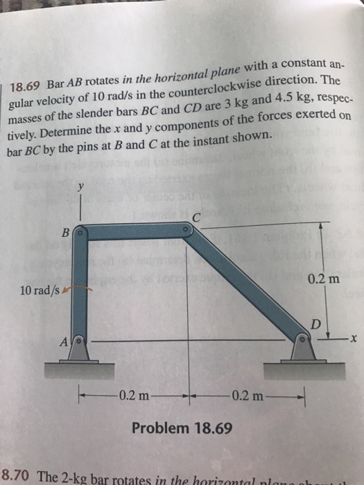 Solved Bar AB rotates in the horizontal plane with a | Chegg.com