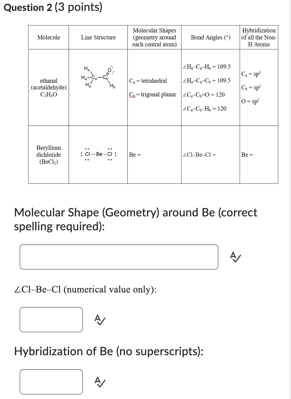 Solved Question 2 (3 ﻿points)\table[[Molecule,Line | Chegg.com