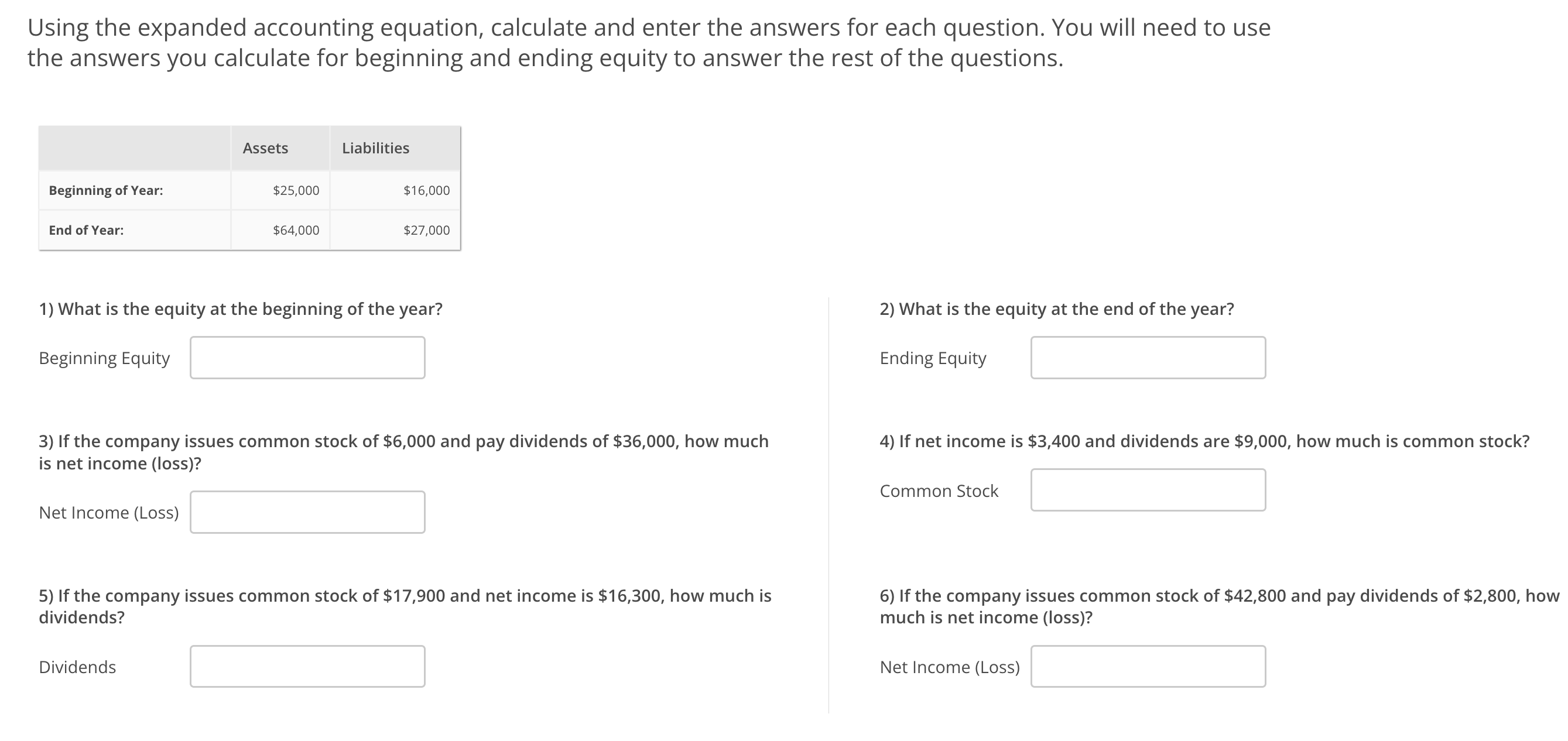 Solved Using the expanded accounting equation, calculate and | Chegg.com