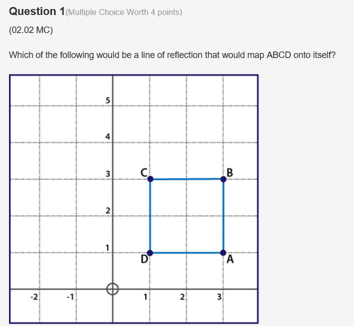 Solved Question 1 (Multiple Choice Worth 4 points) (02.02 | Chegg.com