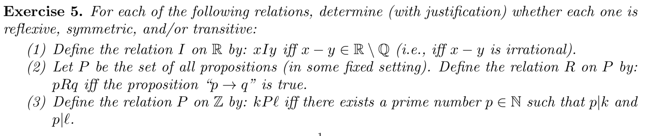 Solved Exercise 5. For each of the following relations, | Chegg.com