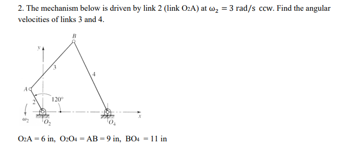 Solved 2. The mechanism below is driven by link 2 (link O2A) | Chegg.com
