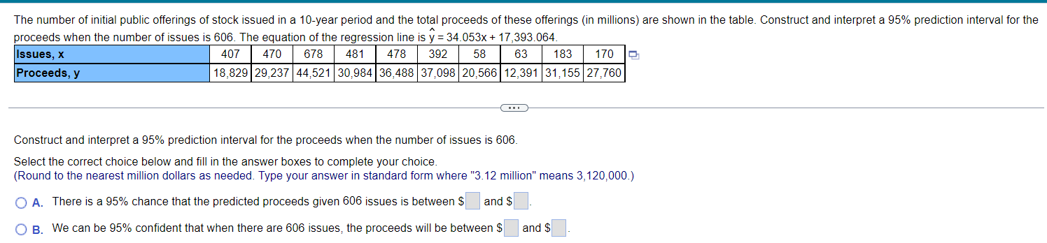 Solved Construct and interpret a 95% prediction interval for | Chegg.com