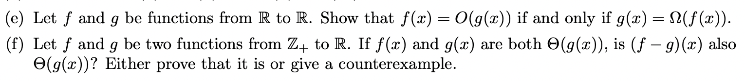 Solved (e) Let f and g be functions from R to R. Show that | Chegg.com Solved (e) Let f and g be functions from R to R. Show that | Chegg.com