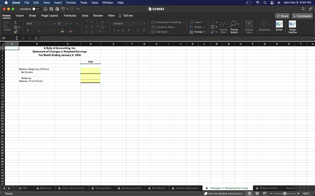 Excel File Edit View Insert Format Tools Data Window | Chegg.com