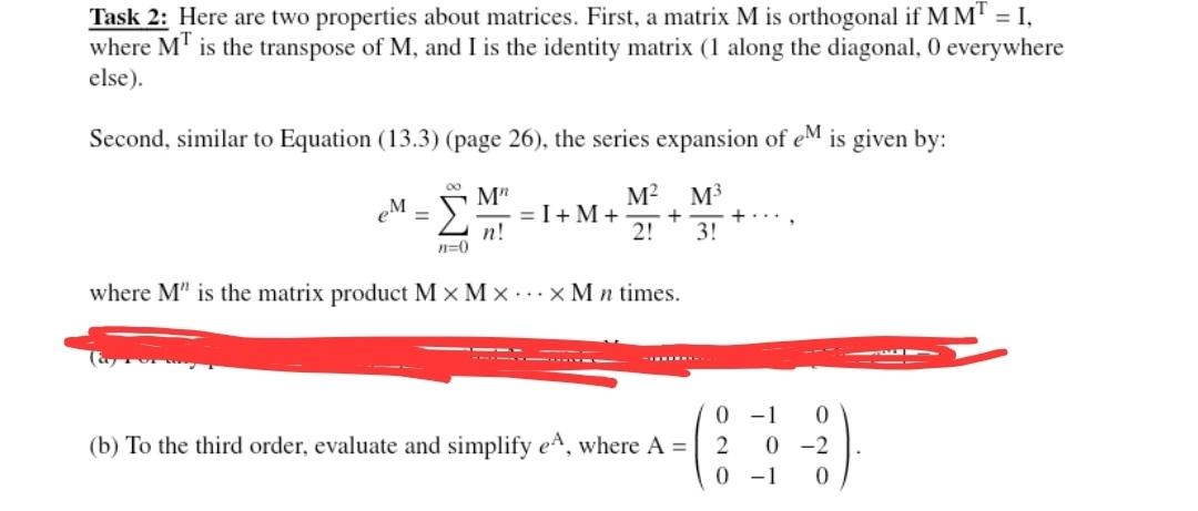 Solved Task 2: Here are two properties about matrices. | Chegg.com