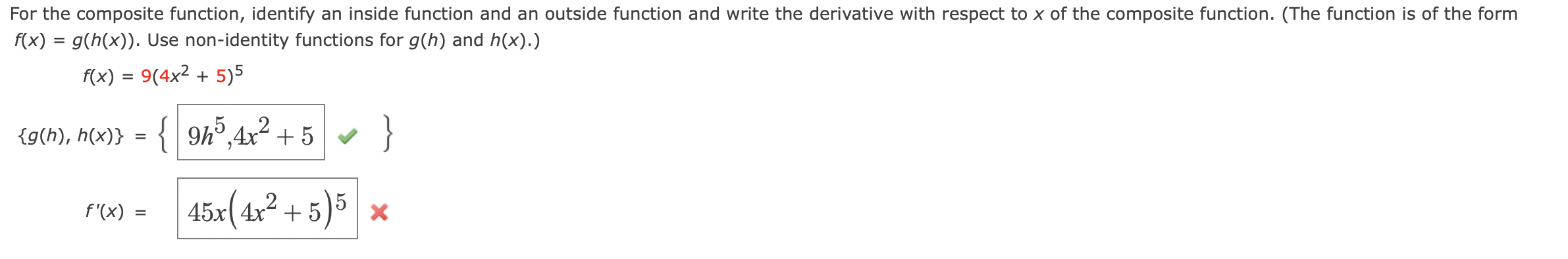 Solved f(x)=g(h(x)). Use non-identity functions for g(h) and | Chegg.com