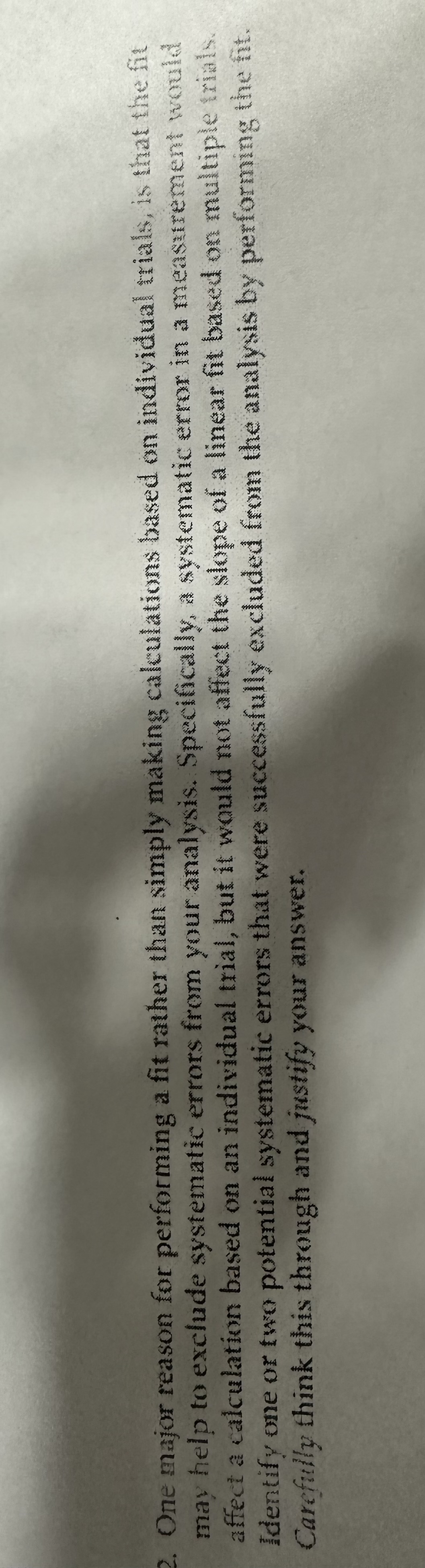 Solved One major reason for performing a fit rather than | Chegg.com