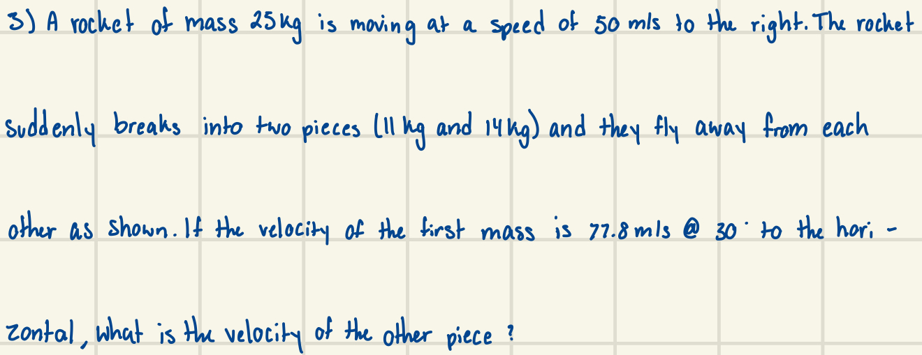 Solved 3) A rocket of mass 25 kg is maving at a speed of 50 | Chegg.com