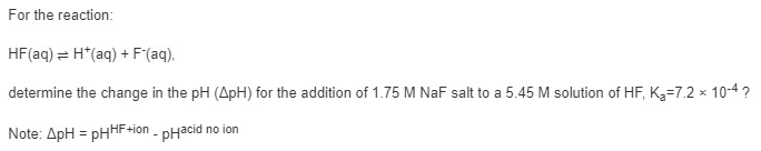 Solved For the reaction: HF(a) H(aq) F(aq), determine the | Chegg.com