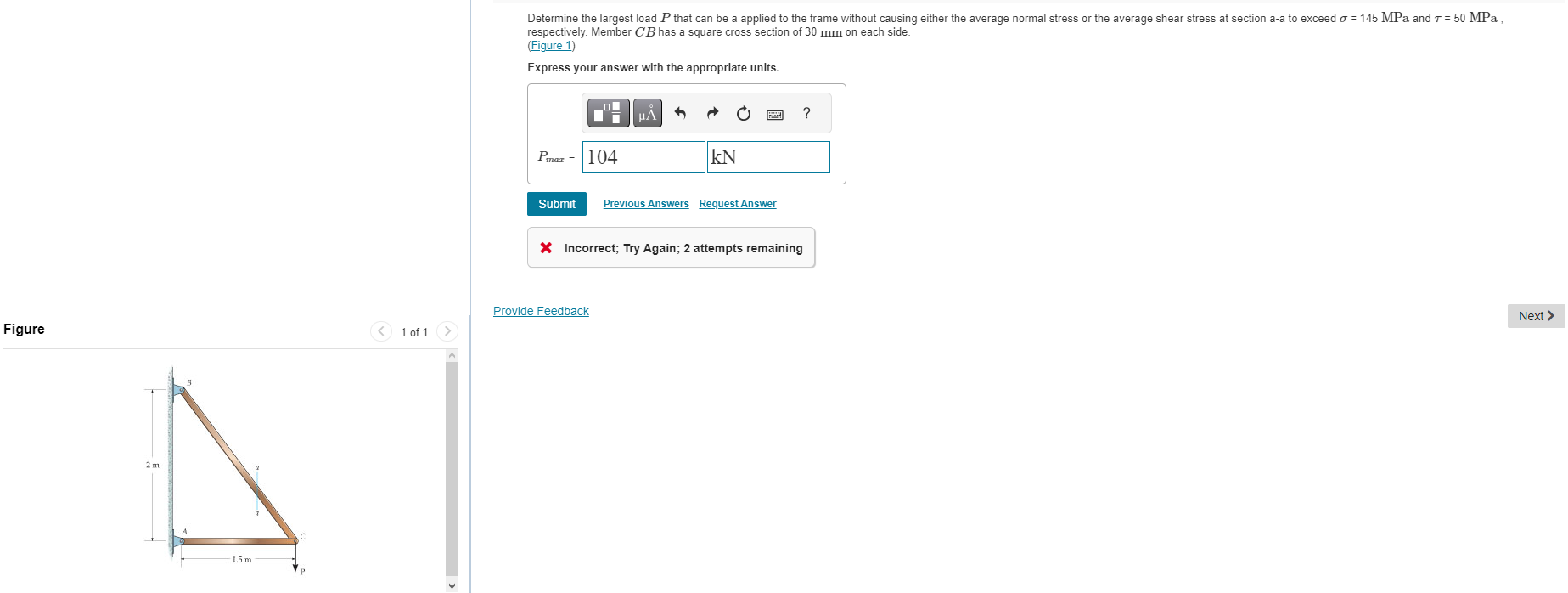 Solved Determine the largest load P that can be a applied to | Chegg.com