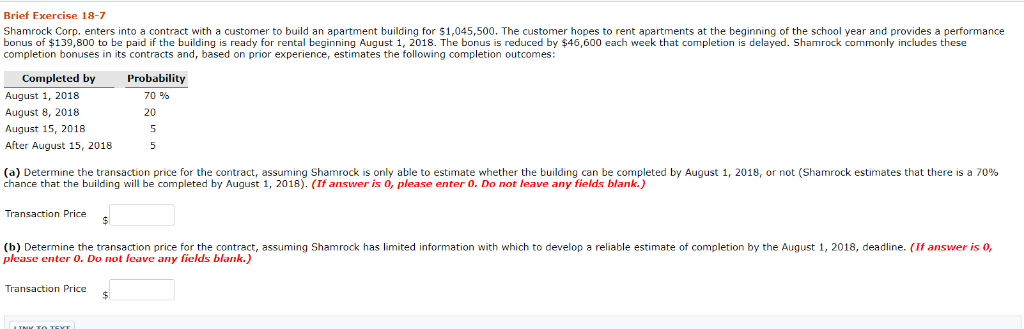Solved Brief Exercise 18-7 Sha 30 800 to be paid if the | Chegg.com
