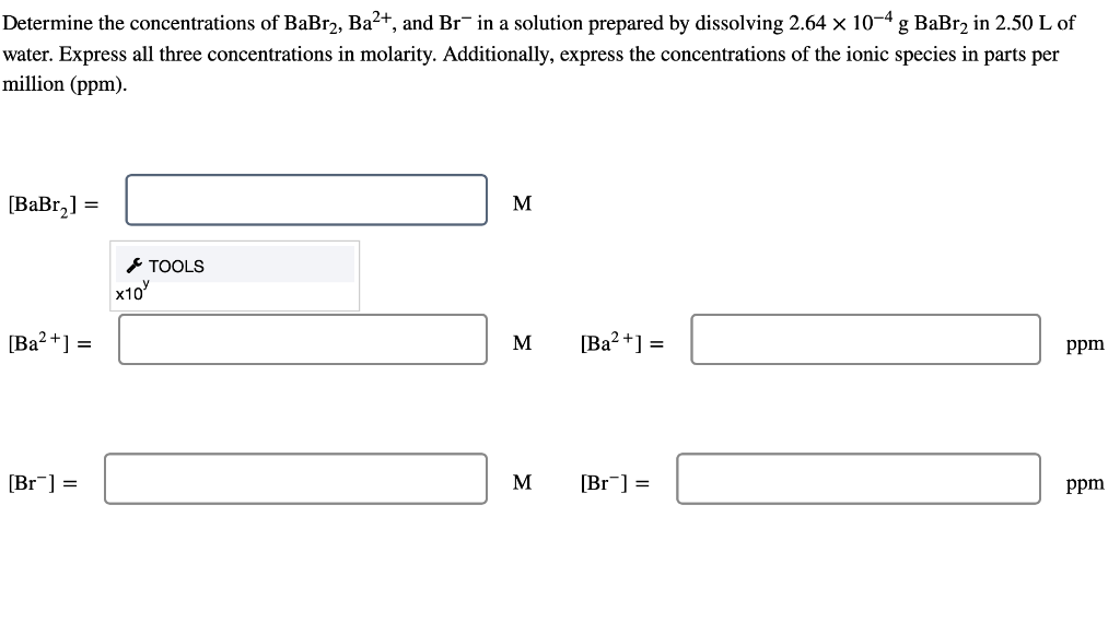 Solved Determine the concentrations of BaBr2, Ba2+, and Br | Chegg.com