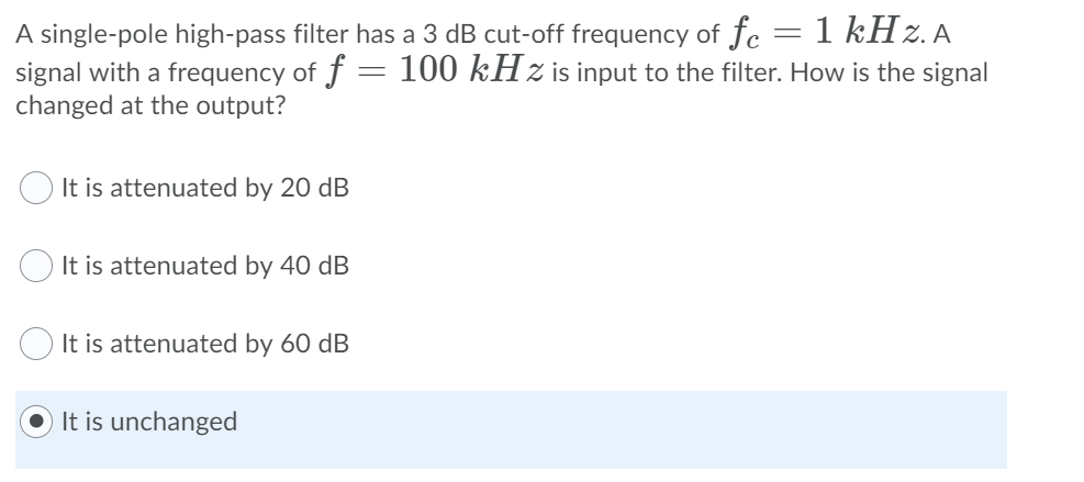 Solved Saved Question 1 (2 points) A single-pole low-pass | Chegg.com