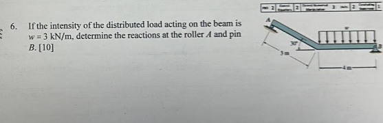 Solved If the intensity of the distributed load acting on | Chegg.com