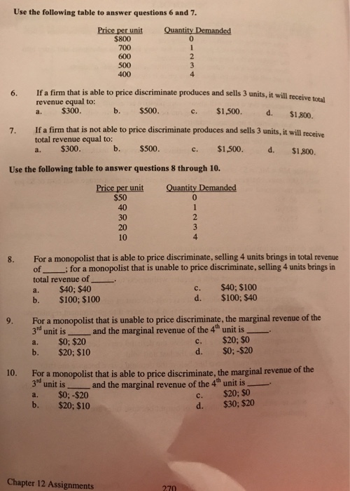 Solved Use the following table to answer questions 6 and 7 | Chegg.com