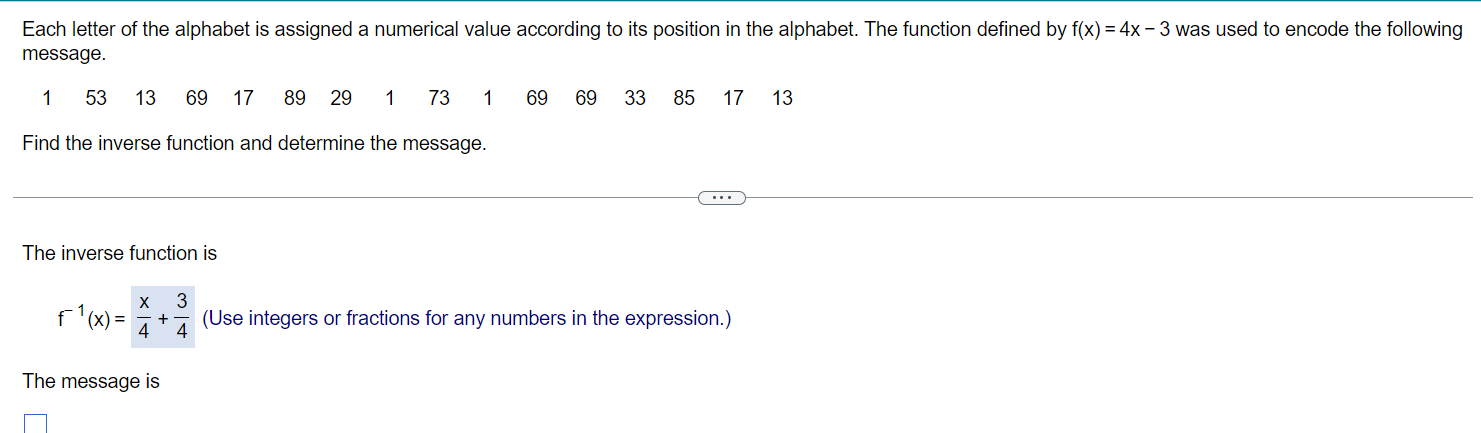 Solved Each letter of the alphabet is assigned a numerical | Chegg.com