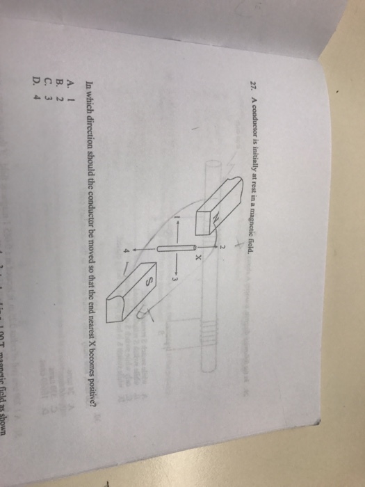 Solved A conductor is initially at rest in a magnetic field. | Chegg.com