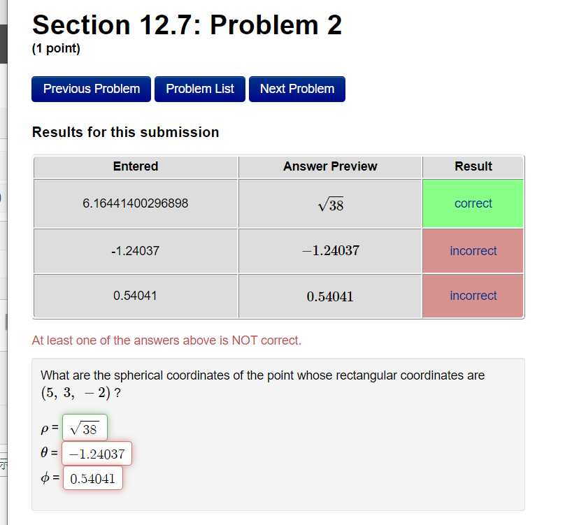Solved Section 12.7: Problem 2 (1 point) Previous Problem | Chegg.com