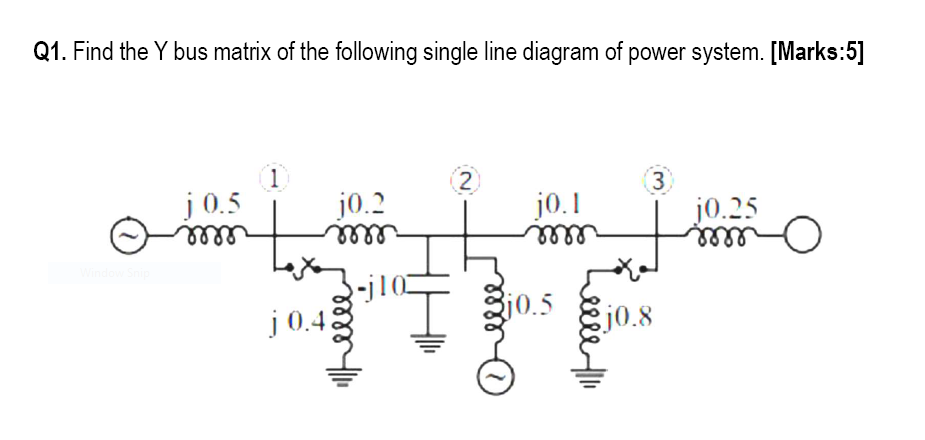 Solved Q1. Find the Y bus matrix of the following single | Chegg.com