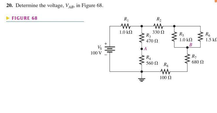 Solved 20. Determine the voltage, Vab, in Figure 68. FIGURE | Chegg.com