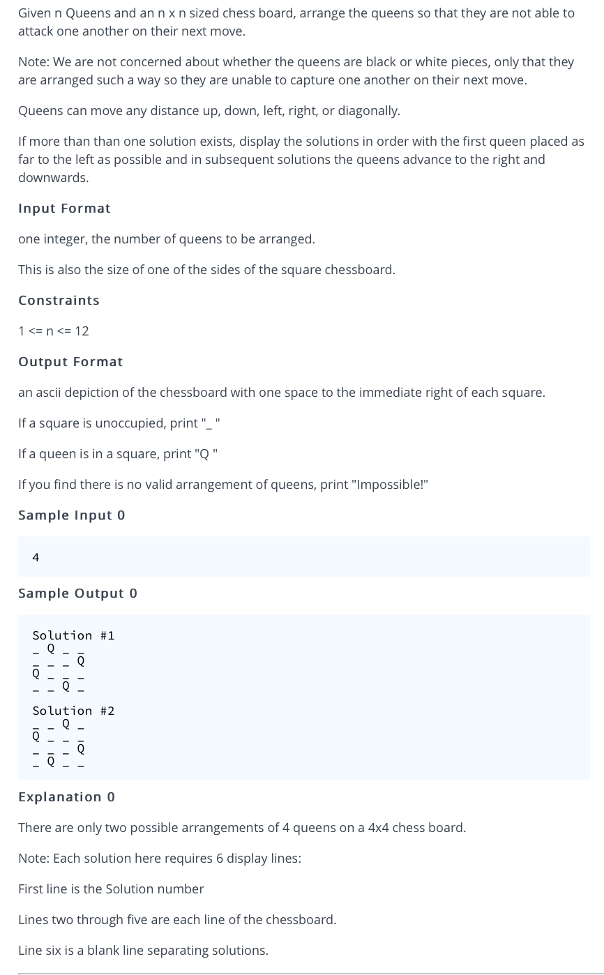 Solved Given n Queens and an nxn sized chess board, arrange | Chegg.com