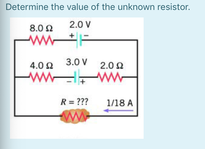 Solved Determine the value of the unknown resistor. 8.02 2.0 | Chegg.com