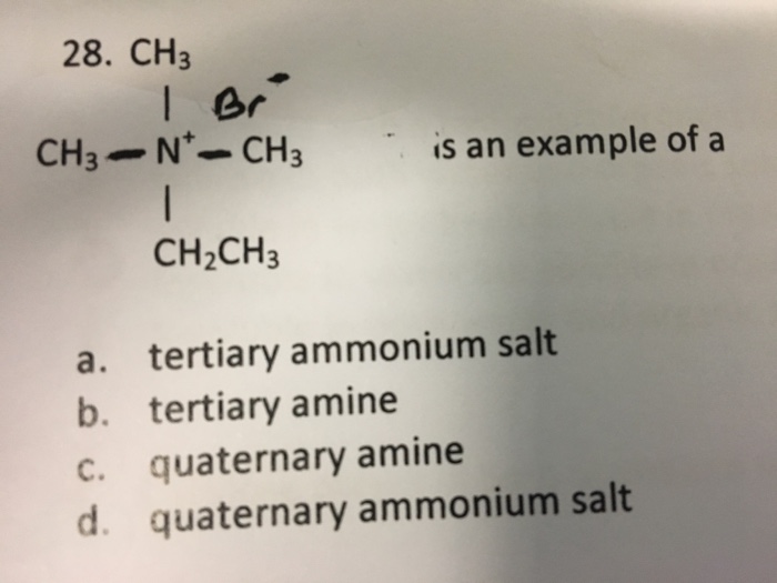 Solved is an example of a tertiary ammonium salt | Chegg.com