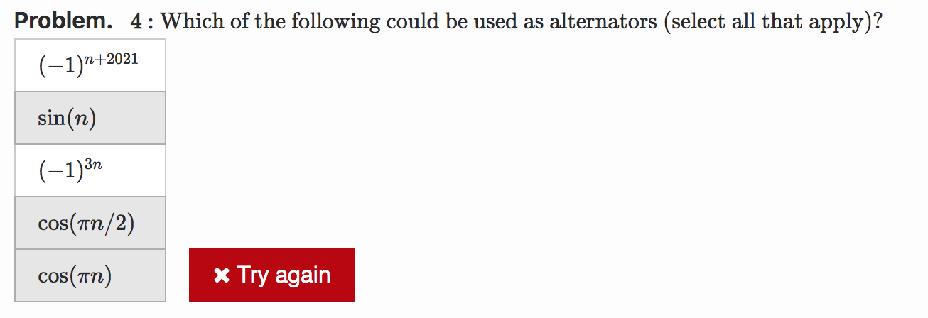 Solved : Problem. 4: Which of the following could be used as | Chegg.com
