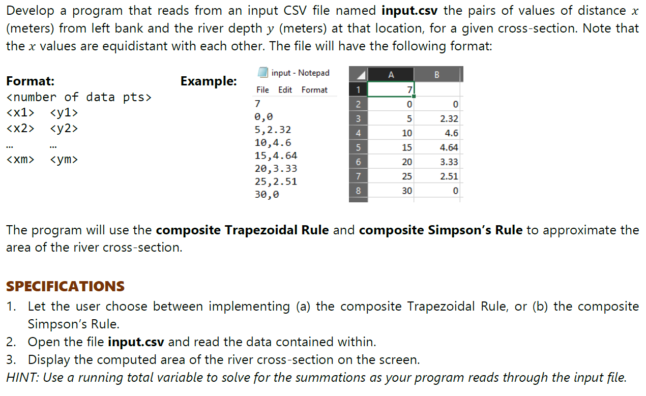 Solved Develop a program that reads from an input CSV file | Chegg.com
