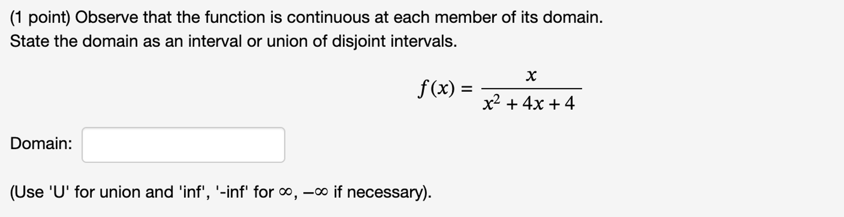 Solved (1 ﻿point) ﻿Observe that the function is continuous | Chegg.com