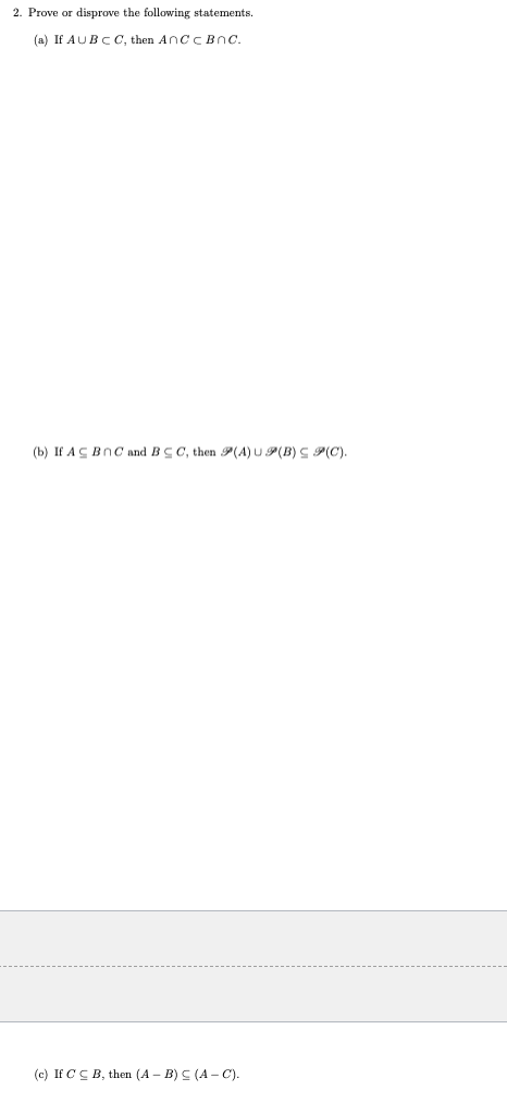 Solved Prove or disprove the following statements.(a) ﻿If | Chegg.com