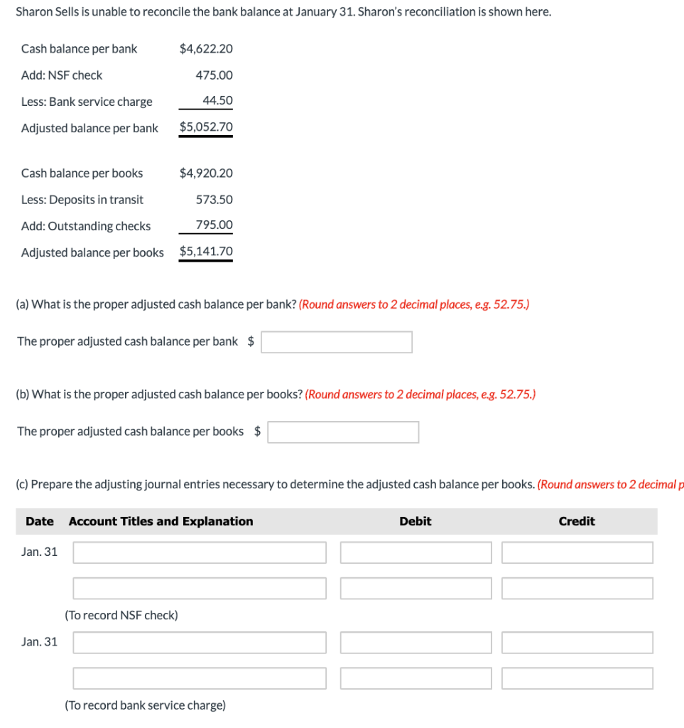Solved Sharon Sells is unable to reconcile the bank balance | Chegg.com