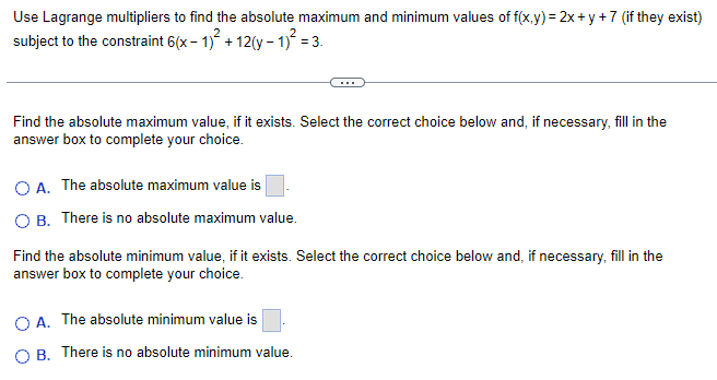 Solved Use Lagrange Multipliers To Find The Absolute Maximum 