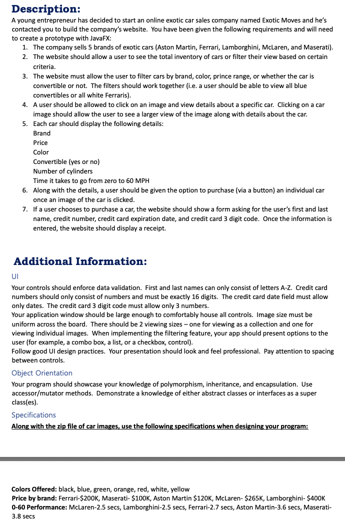 Solved Description: A young entrepreneur has decided to | Chegg.com