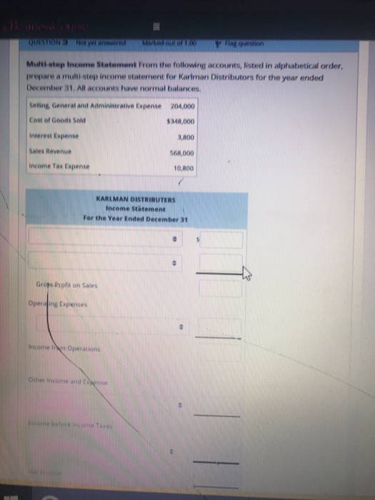 Solved Multi-step Income Statement From the following | Chegg.com