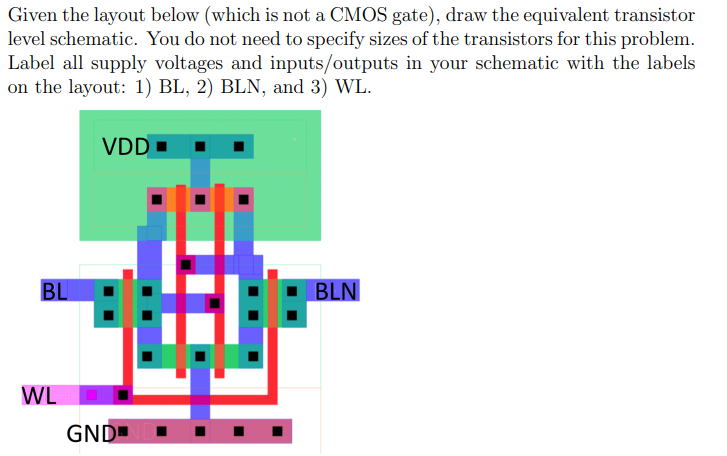 Given the layout below (which is not a CMOS gate), | Chegg.com
