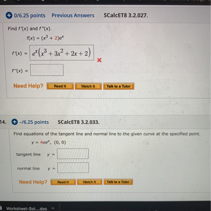 Solved SCalcET8 3.2.027 0/6.25 points Previous Answers Find | Chegg.com