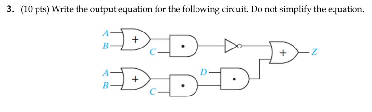 Solved (10 pts) Write the output equation for the following | Chegg.com