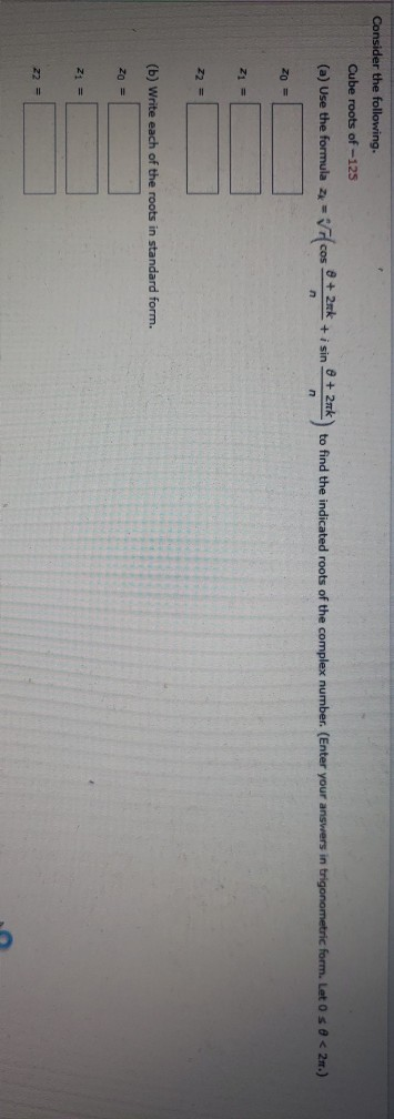 Solved Consider the following. Cube roots of -125 (a) Use | Chegg.com