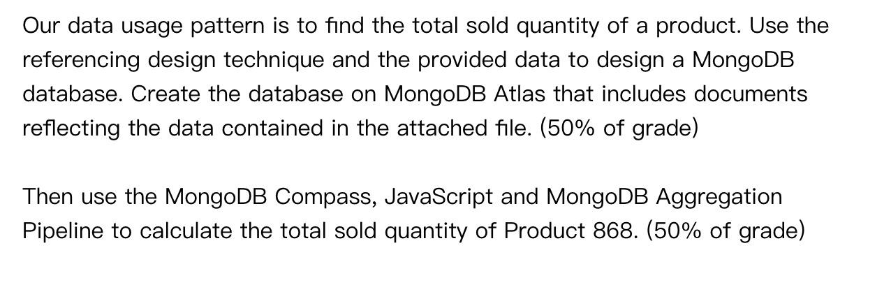 Solved Our data usage pattern is to find the total sold | Chegg.com