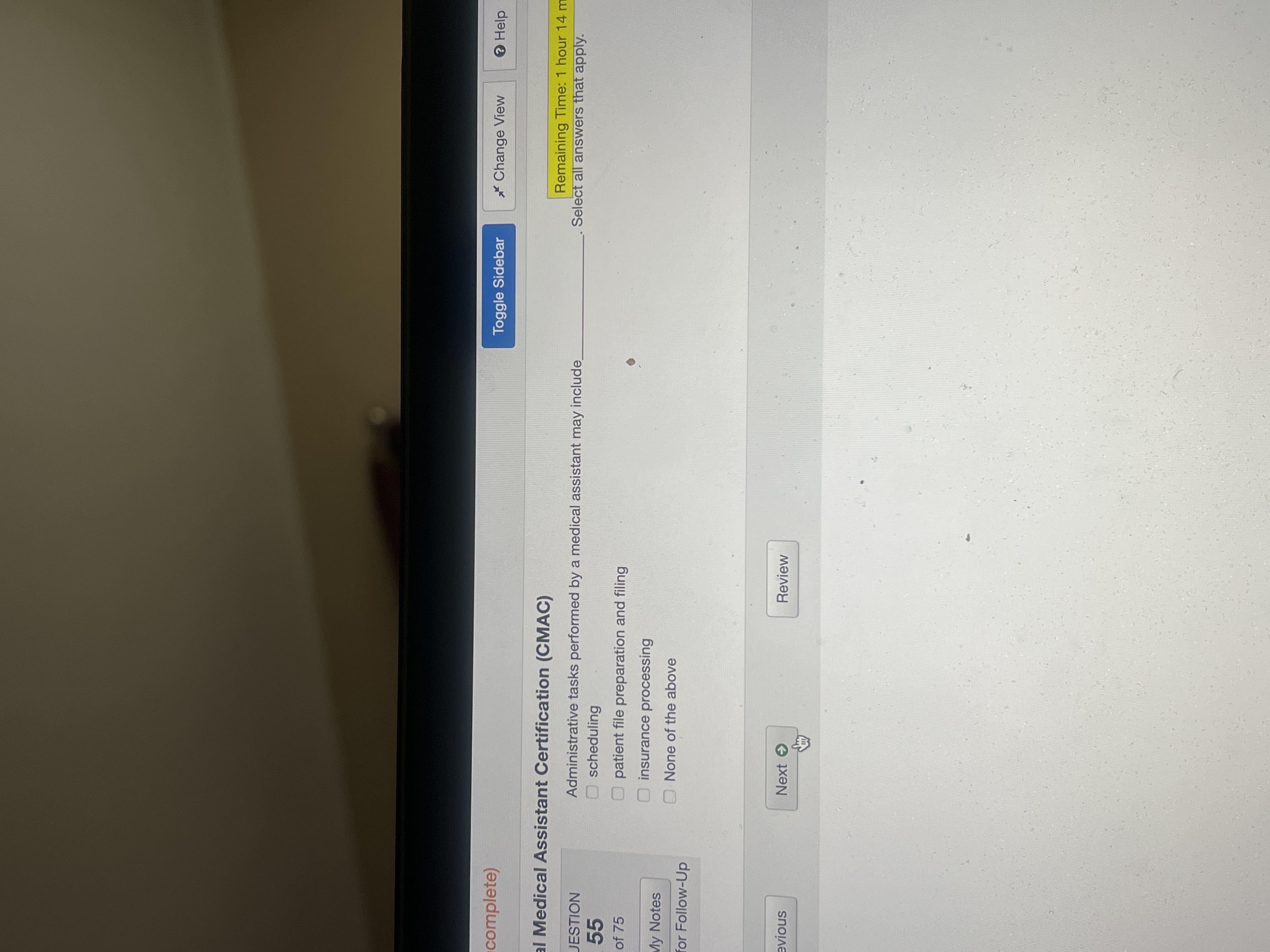 Solved Medical Assistant Certification (CMAC)Administrative | Chegg.com