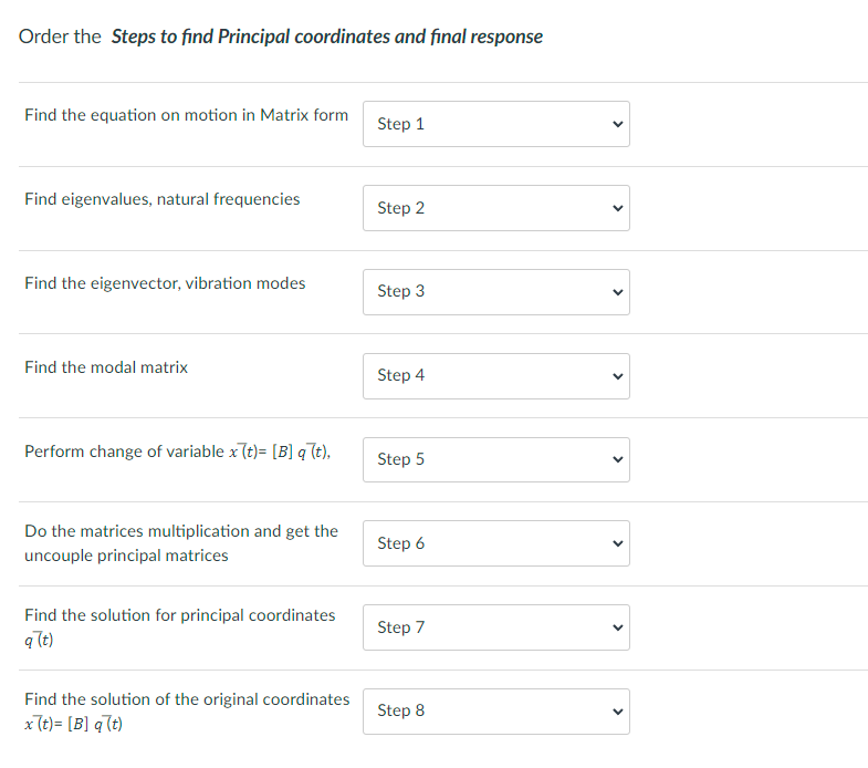Solved Order the Steps to find Principal coordinates and | Chegg.com