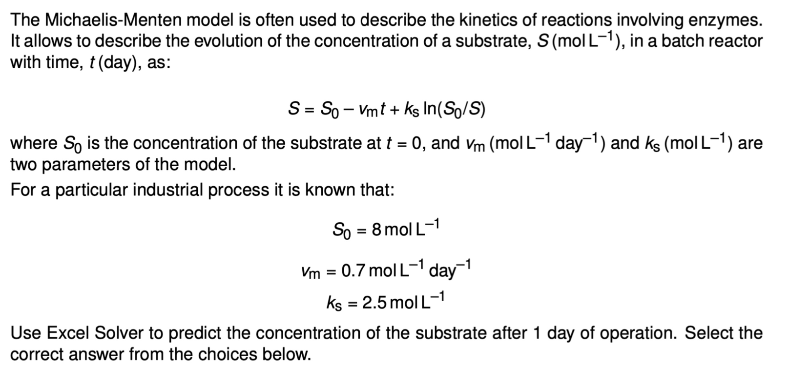 Solved The Michaelis-Menten model is often used to describe | Chegg.com